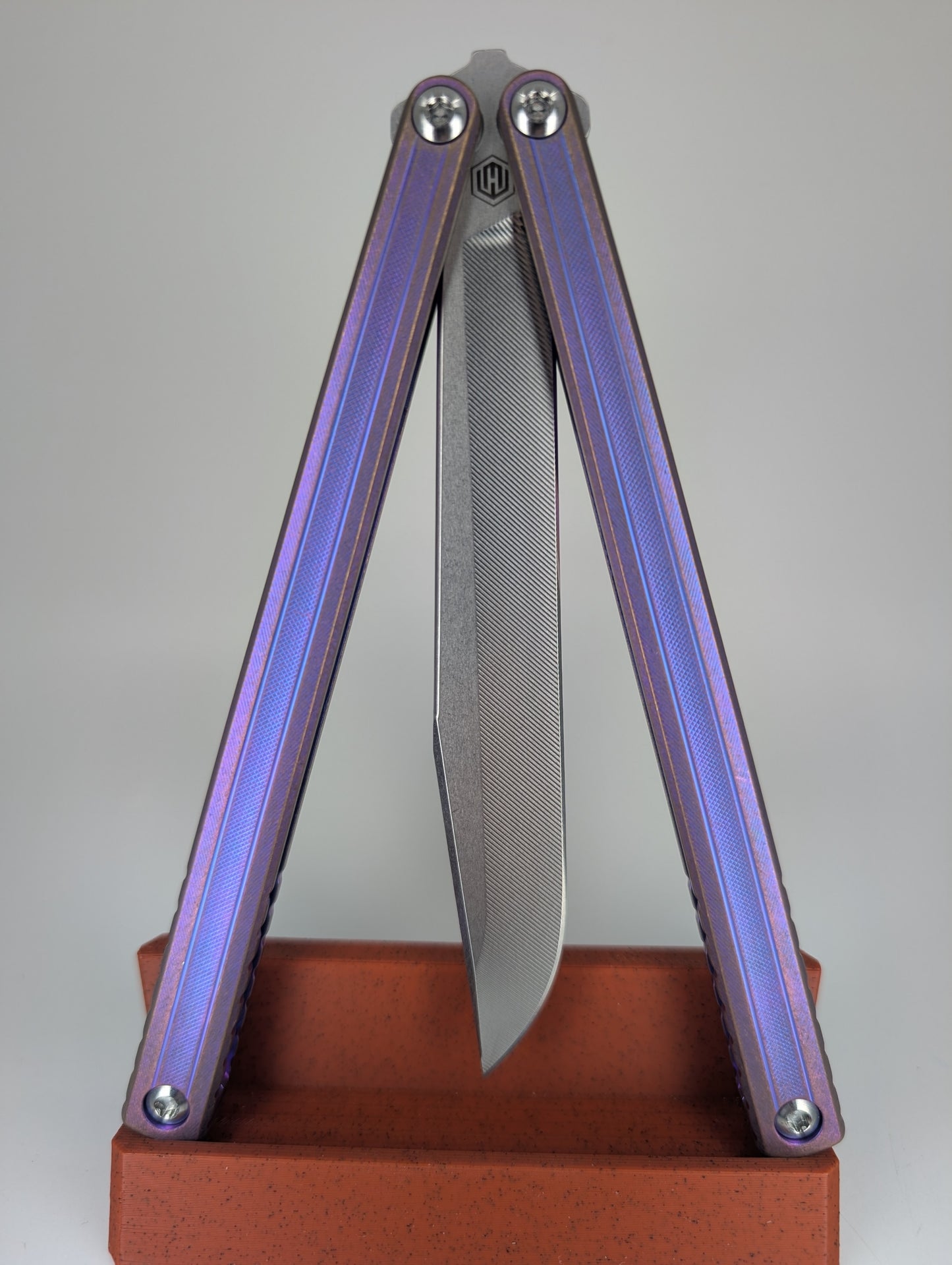 MachineWise Opus V2 Blurple w/ RoseGold Distress Live Blade Balisong ...