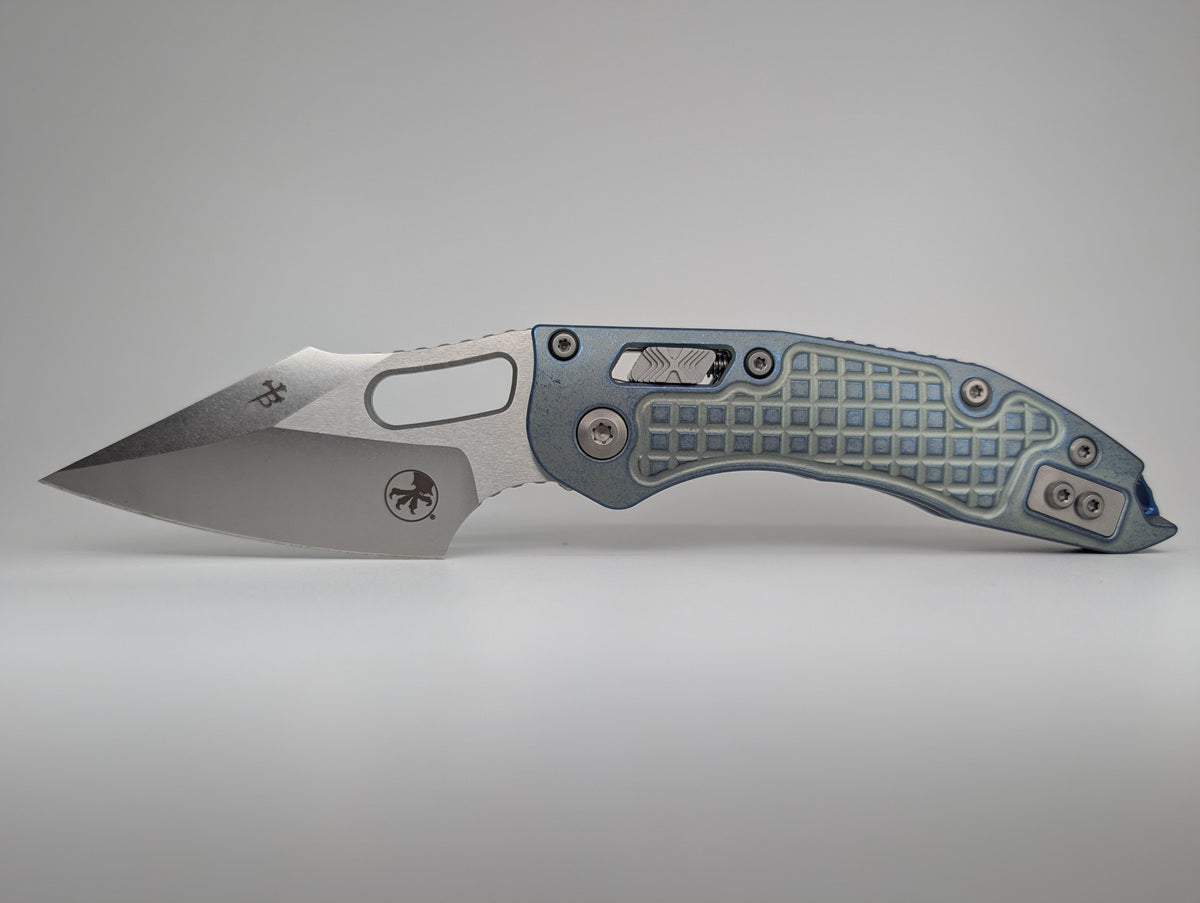 Microtech Stitch RAM-LOK Marfione Select Ice Blue Frag Titanium Double ...