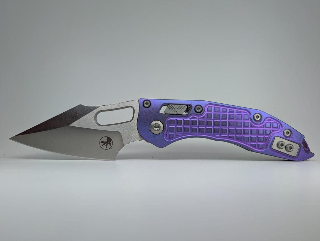 Microtech Stitch Marfione Select Purple Haze Titanium Frag RAM-LOK Fol ...