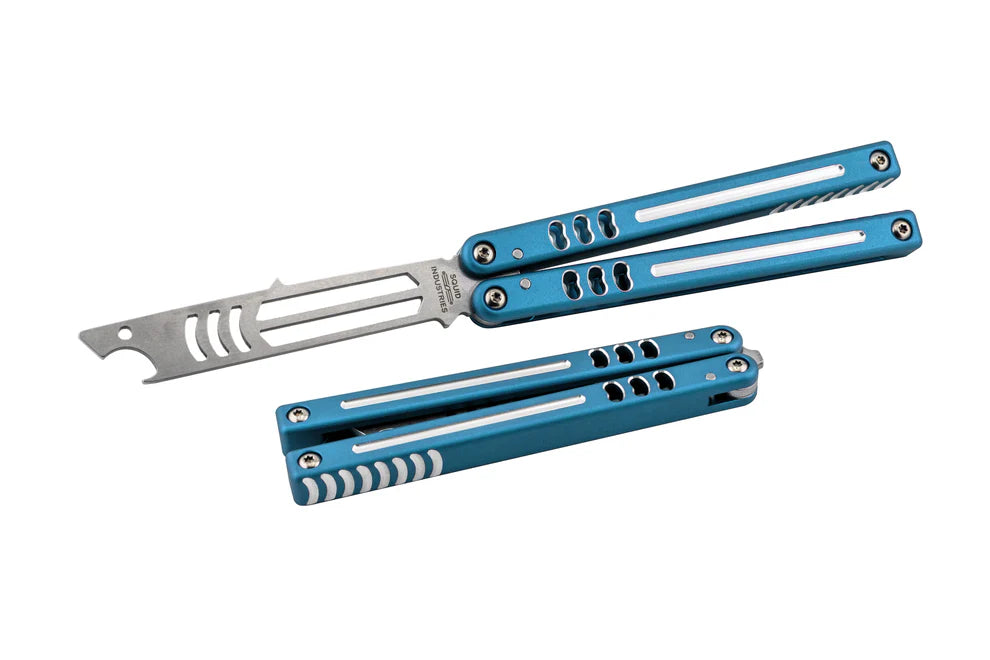 Squid Industries Mako V5 Dual-Tone Blue Bottle Opener Balisong Trainer ...